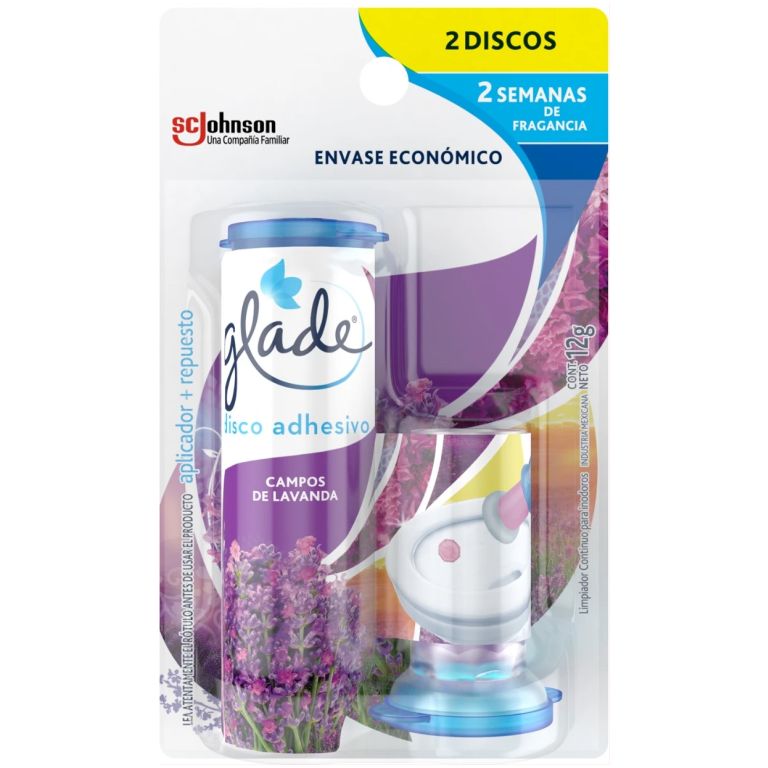 Glade Gel Adhesivo Campos De Lavanda 2 Discos | Perfumeria Milagros