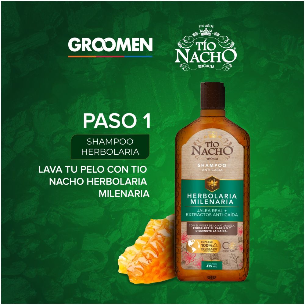 Pack Tio Nacho Shampoo Herbolaria 415ml + Groomen 500 | Perfumeria Milagros