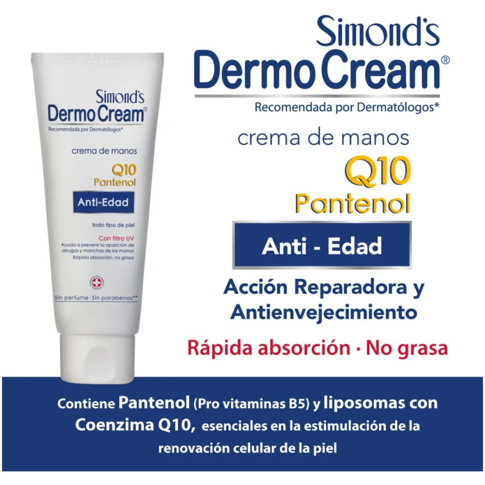 Simonds Dermocream Crema De Manos Q10 Pantenol 80 Ml | Perfumeria Milagros