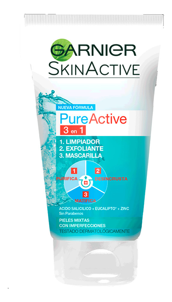 Garnier Skin Active Mascarilla Pure Active 3 En 1 Arcilla 150ml | Perfumeria Milagros